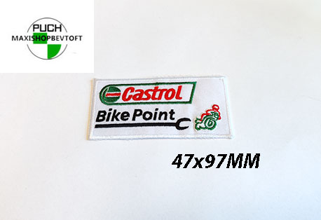 Stofmærke 47x97mm CASTROL BIKE POINT i den bedste kvalitet med klæber ...
